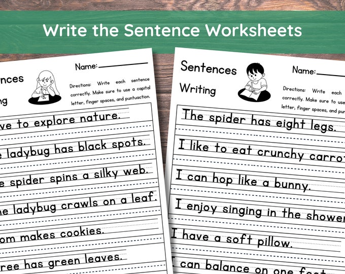 Write the Sentence Worksheets, Handwriting Trace Fun Facts, Printable ...