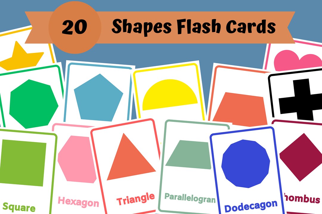 20 Rainbow Shapes Flash Cards Preschool Materials Homeschool - Etsy