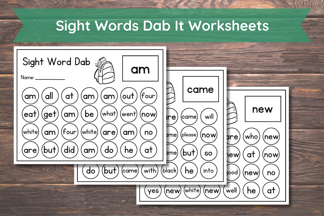 Sight Words - Worksheets - Printable - Instant Download - Kindergarten ...