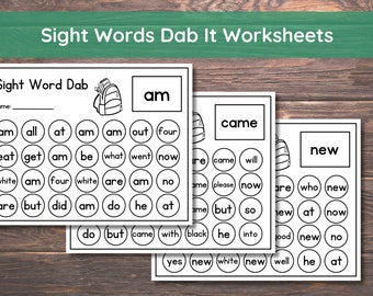 Printable Dolch Sight Words Dab It Worksheets Kindergarten - Etsy