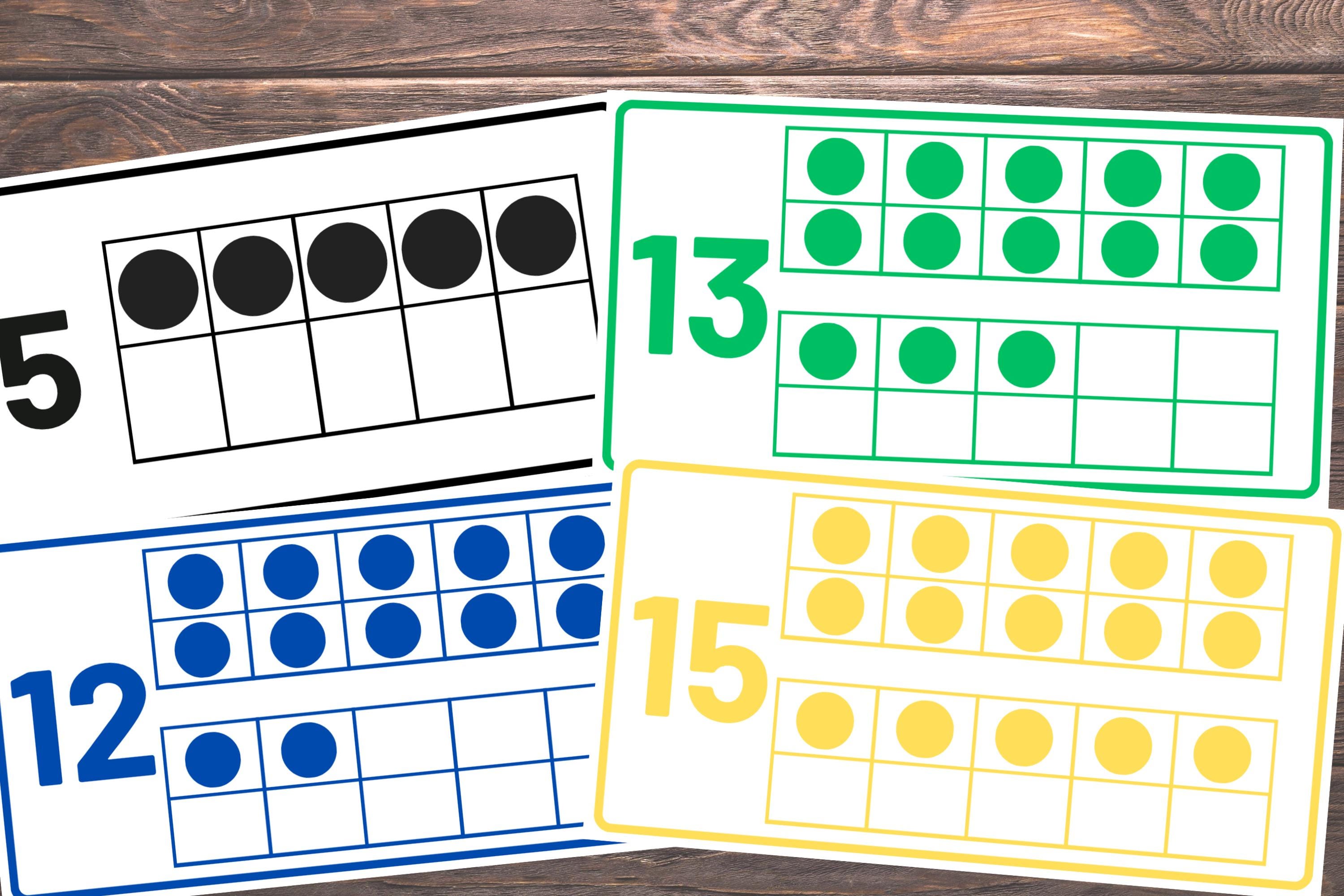 Ten Frame Flash Cards Printable, Counting 1–20 Math Activity, Preschool ...