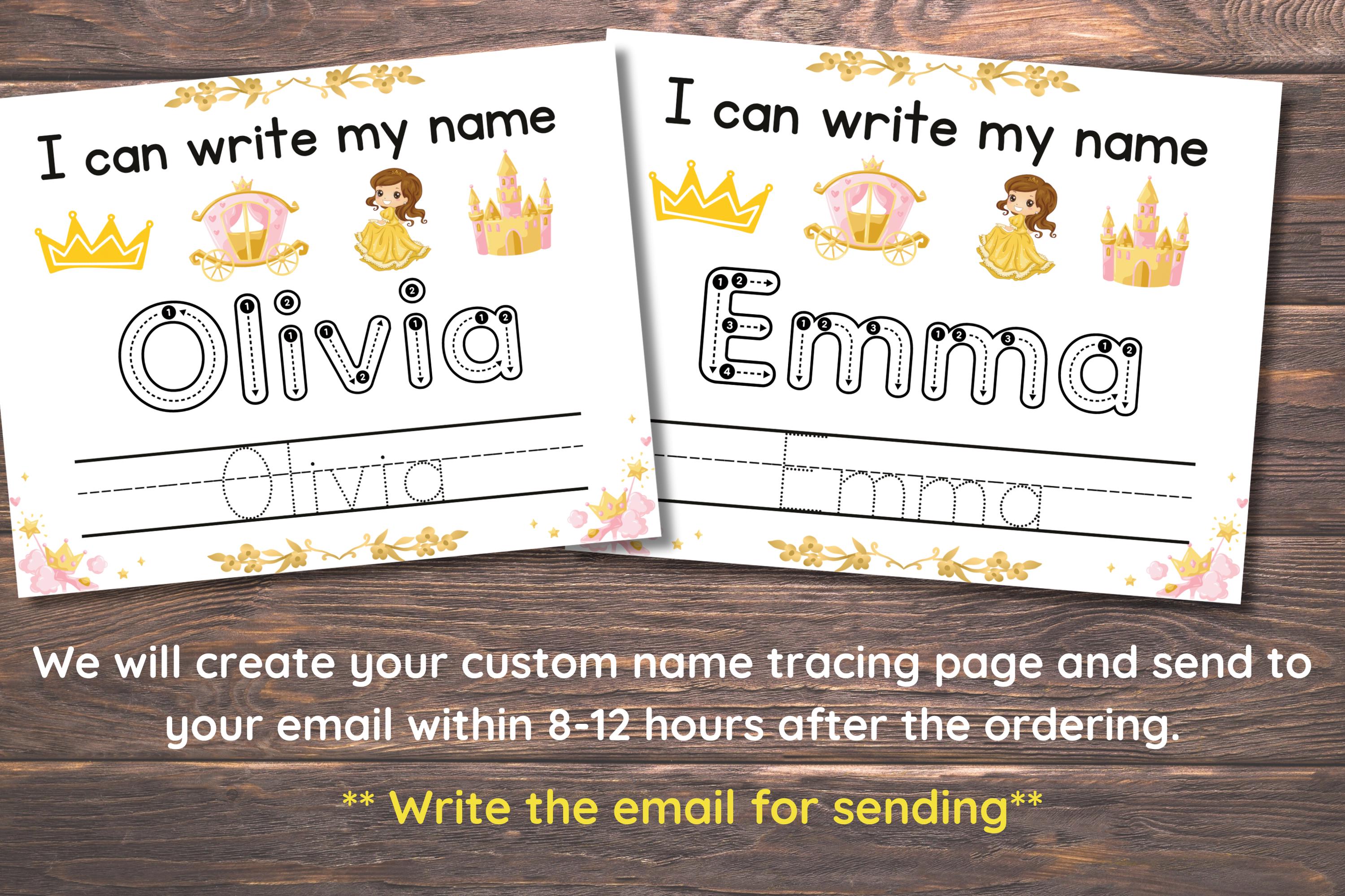 Princess First Name Tracing PDF | Custom Handwriting Worksheet for ...