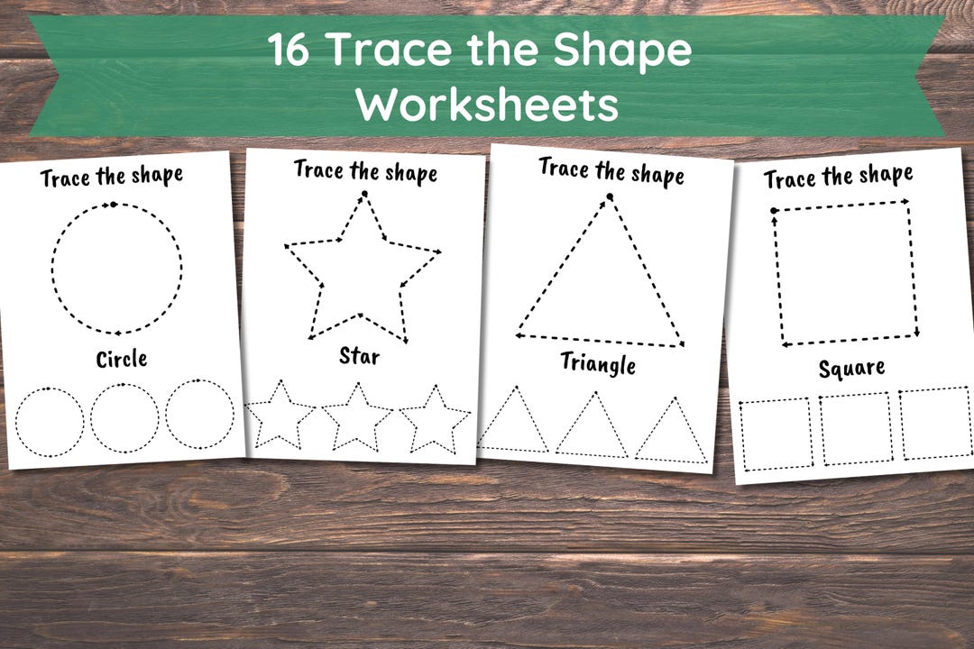 16 Printable Trace the Shape Worksheets, Preschool Learning Shapes ...