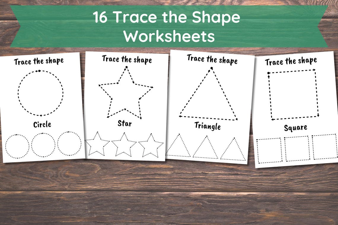 16 Printable Trace the Shape Worksheets, Preschool Learning Shapes ...