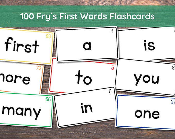 100 Printable Fry's First Hundred Sight Word Flashcards | Kindergarten ...