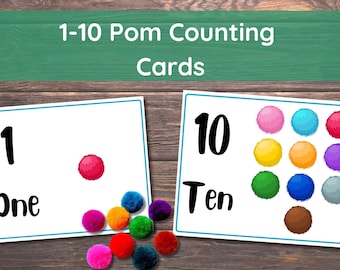 Pom Pom Activity, Counting Cards, Color Activity With Pompoms, Numbers ...