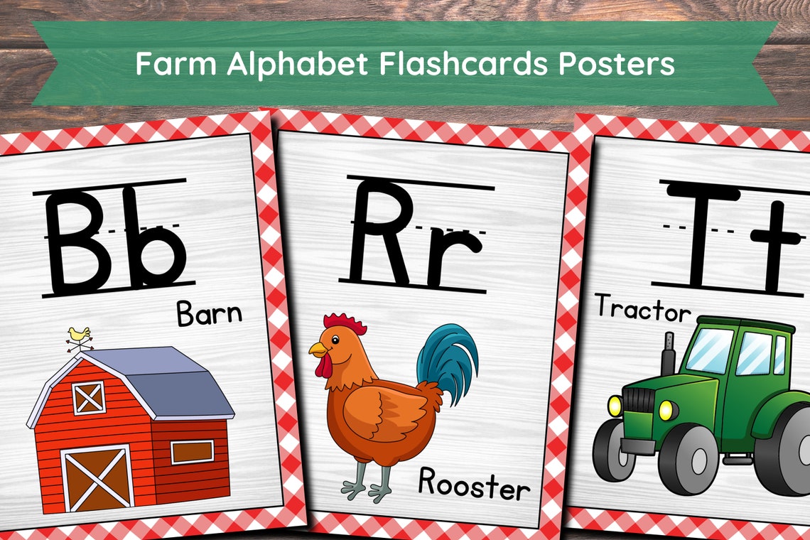 Printable Farm Theme Alphabet Posters ABC Letters Classroom - Etsy