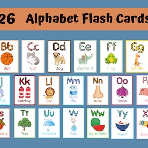26 ABC Flash Cards, Educational Cards, A-Z Cards, Learn Abcs, Alphabet ...