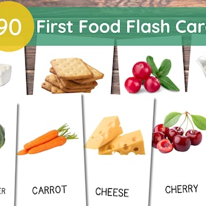 First Foods Flash Cards, Real Pictures, 92 Montessori Cards, Toddler ...