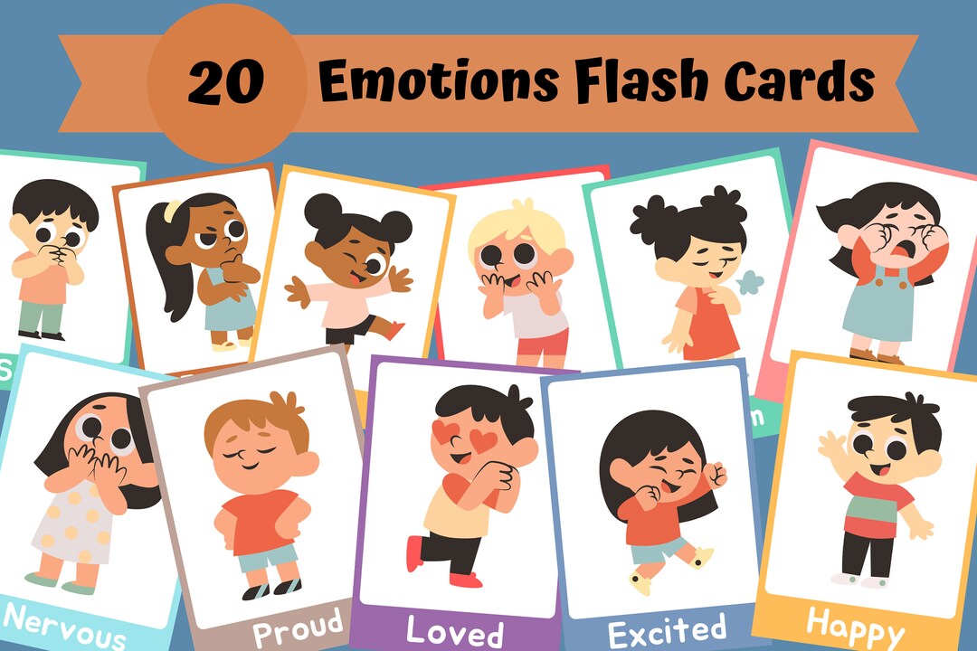 Emotion Flashcards Feelings Flash Cards Emotion Cards - Etsy