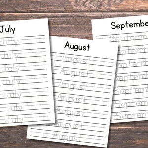 Months of the Year Tracing Worksheet Printable Handwriting Practice ...
