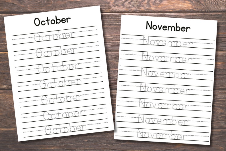 Months of the Year Tracing Worksheet Printable Handwriting - Etsy