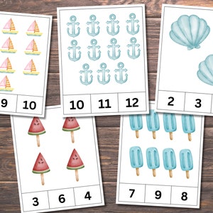 Summer Count and Clip Cards, Preschool Printable, Preschool Math ...