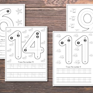20 Number Tracing Worksheets, Traceable Numbers, Preschool Worksheets ...