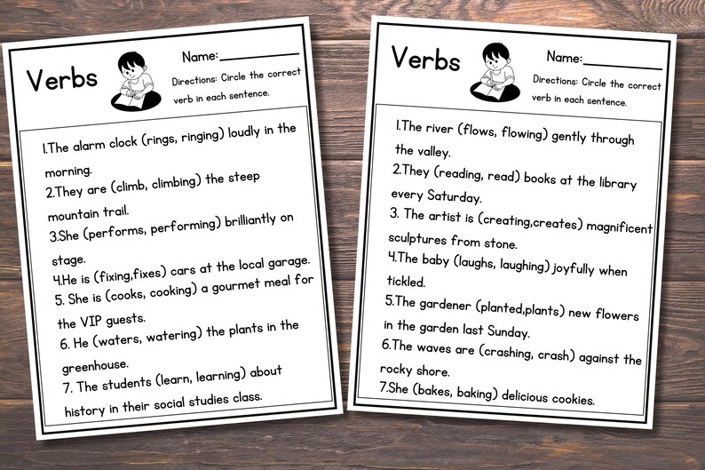 25 Printable Choose the Correct Verb Worksheets. 1st-2nd Grade ELA ...