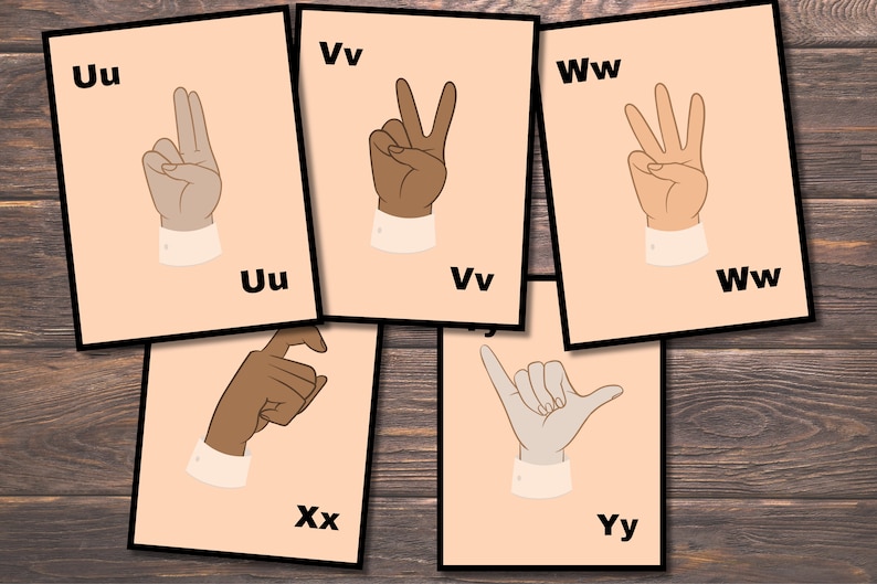 ASL american Sign Language Alphabet Posters & Flashcards - Etsy