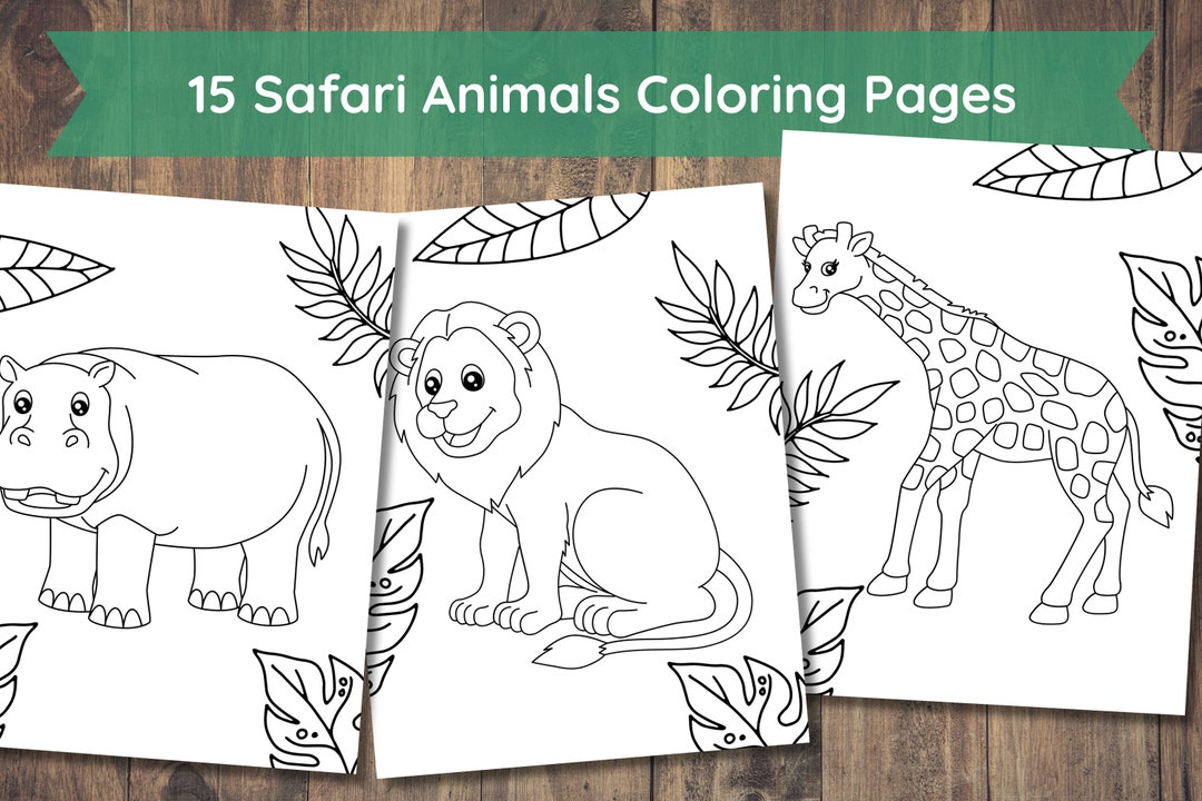Printable Safari Animals Coloring Pages for Kids, 15 Coloring Pages for ...