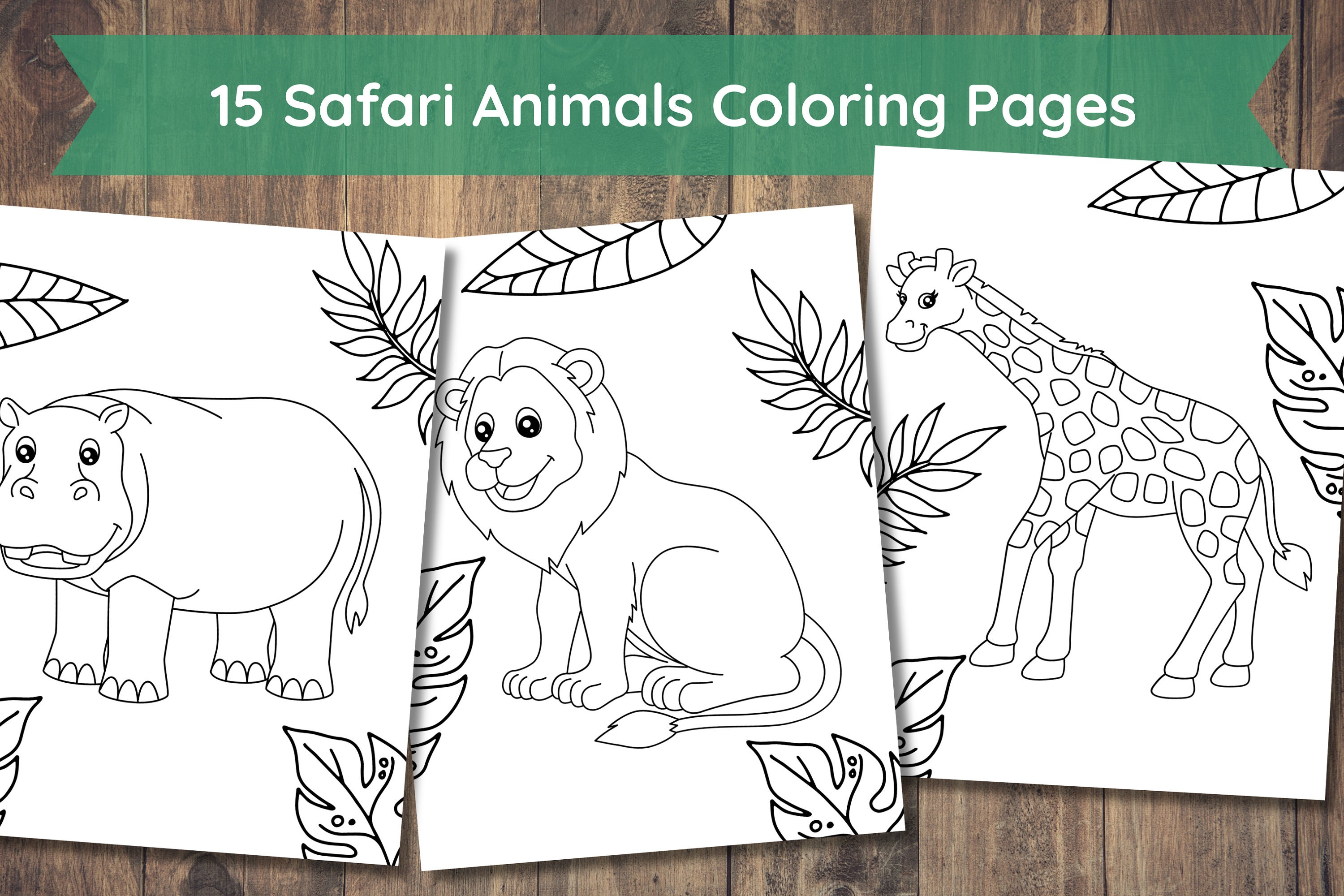 Printable Safari Animals Coloring Pages for Kids 15 Coloring - Etsy ...