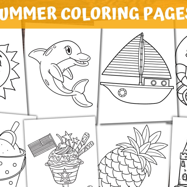 Summer Printable Coloring Pages - Etsy