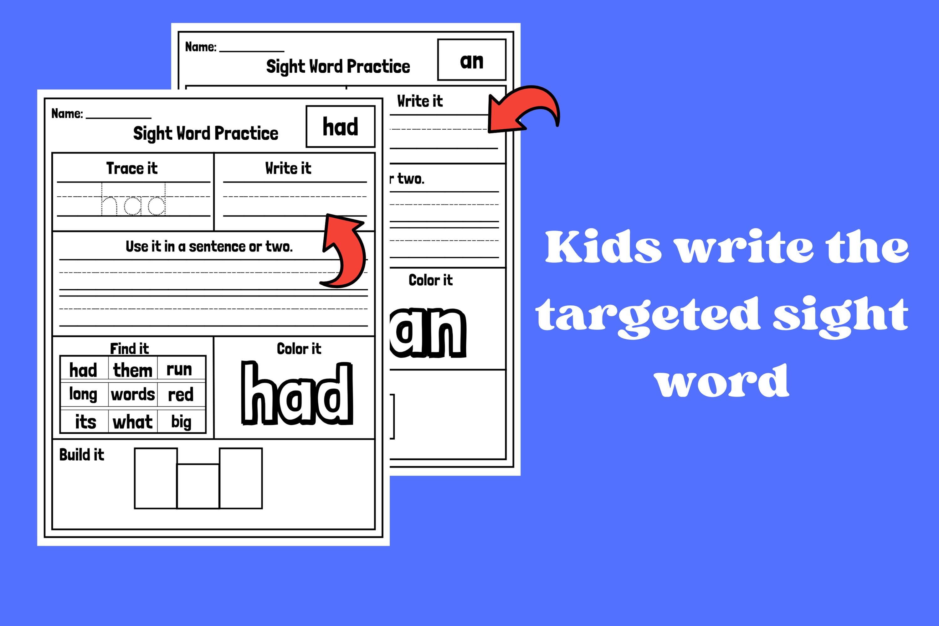 100 Printable Let's Learn Fry 1st Hundred Sight Words Worksheets ...