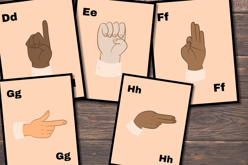 ASL american Sign Language Alphabet Posters & Flashcards - Etsy