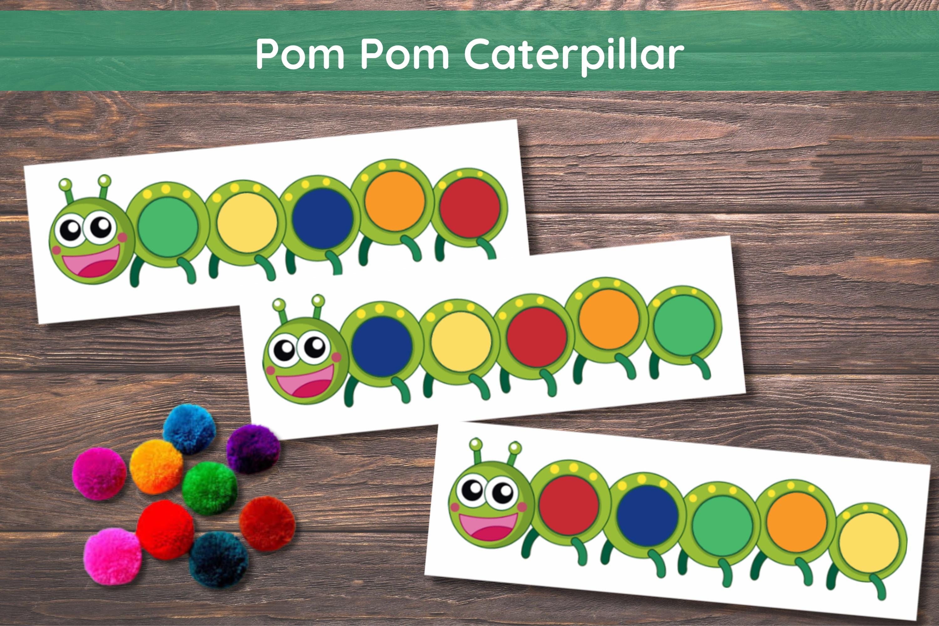 Pom Pom Color Sorting Game, Caterpillar Pom Pom, Color Matching ...