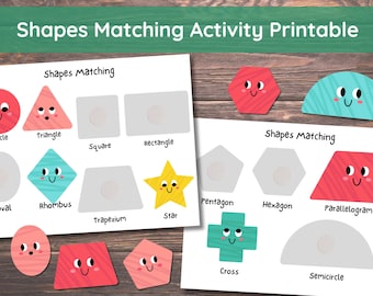 Shapes Matching Activity Printable Pdf Page, Toddler, Preschool ...