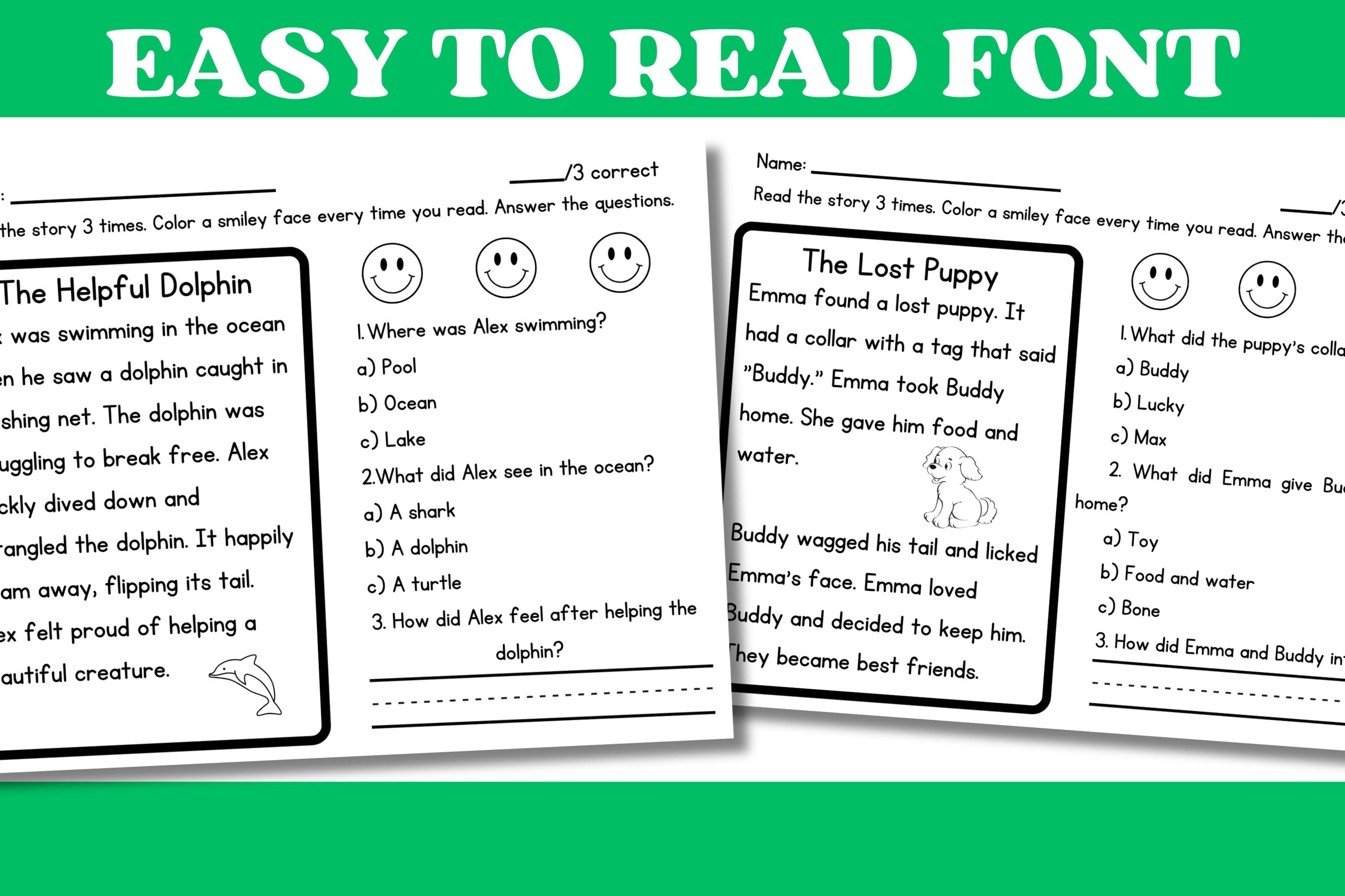 First Grade Reading Comprehension Worksheets Decodable Stories With ...