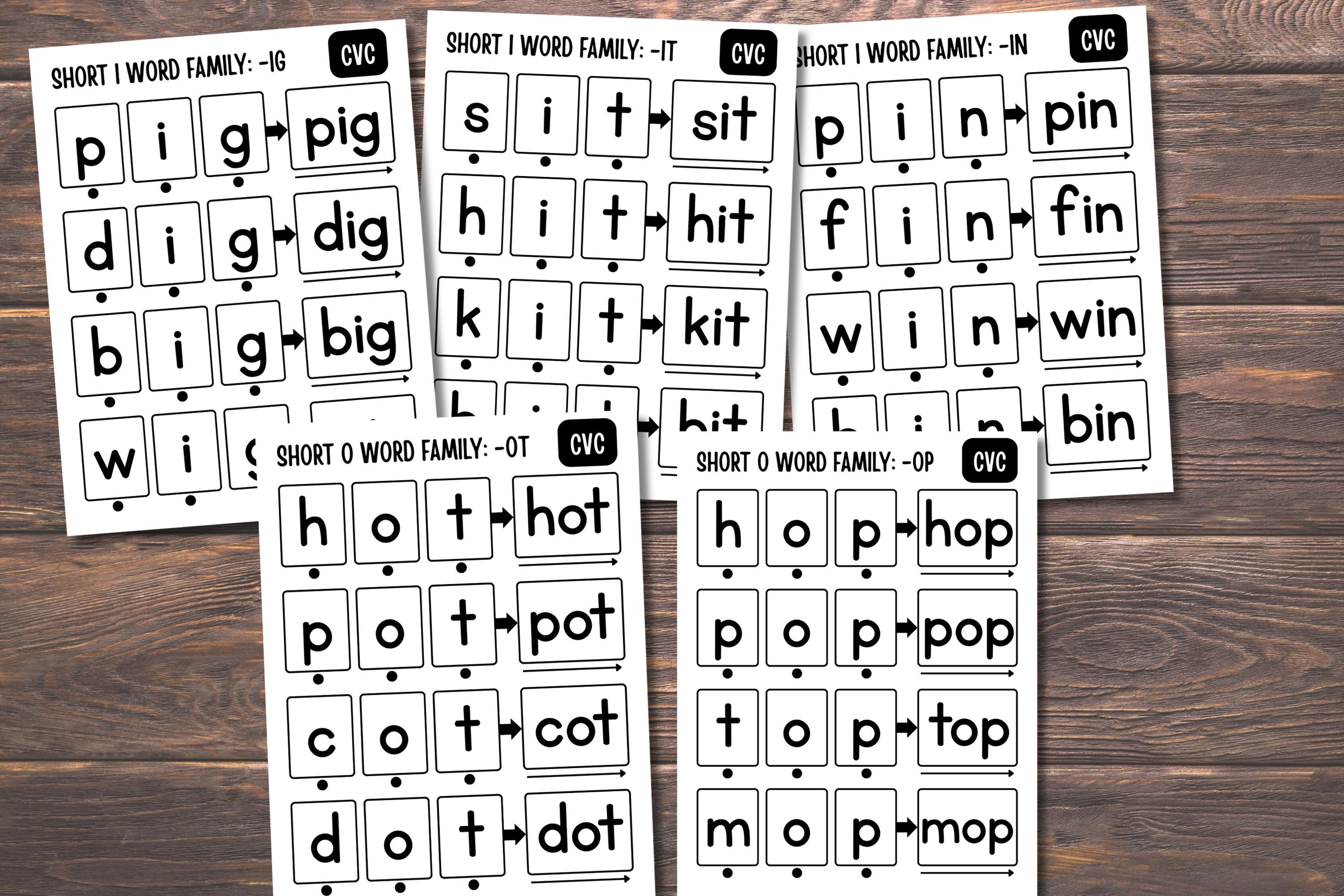 Phonics Activity Workbook, CVC Word Families Worksheets, Sight Words ...