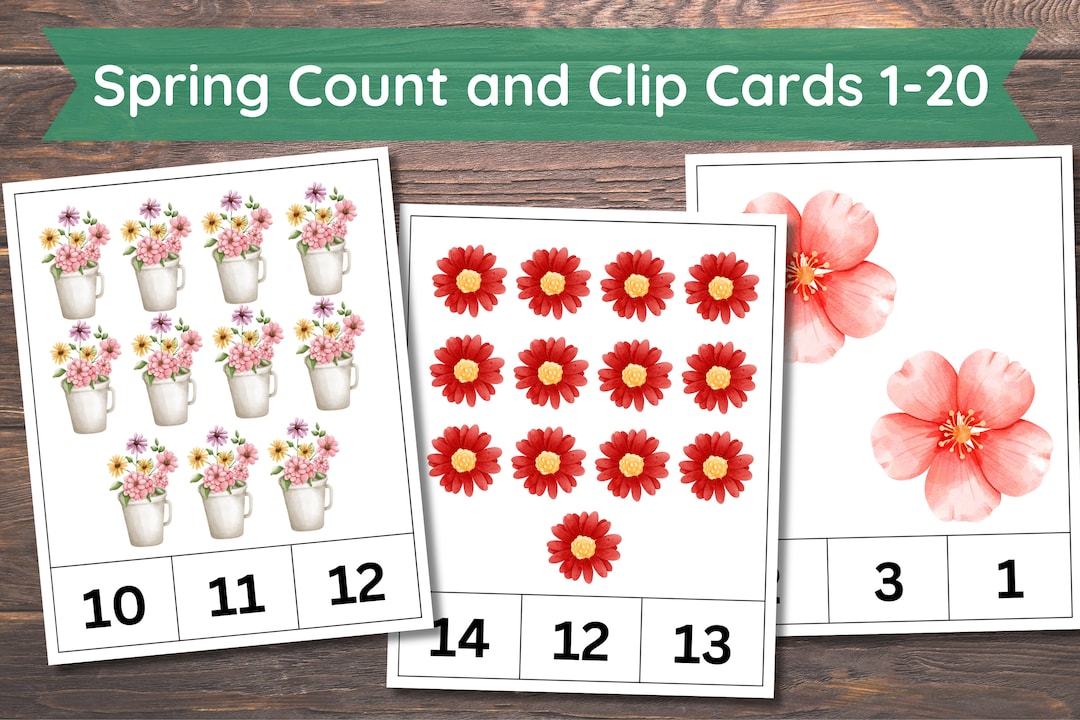 Spring Count and Clip Cards, Preschool Printable, Preschool Math ...