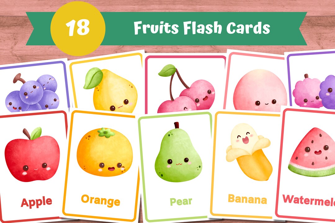18 Fruits Flashcards | Fruits Printable | Montessori Flashcards | Pre ...