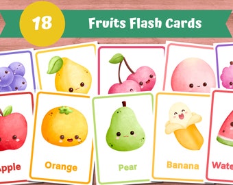 20 Fruits Flashcards | Fruits Flashcard | Montessori Flashcards | Pre ...