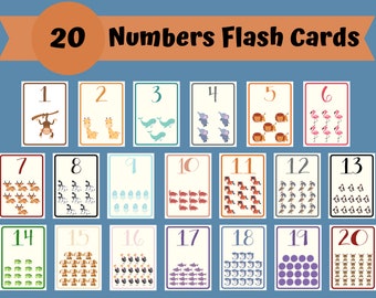 Numbers Flash Cards, Preschool Counting Flash Cards, Count and Clip ...