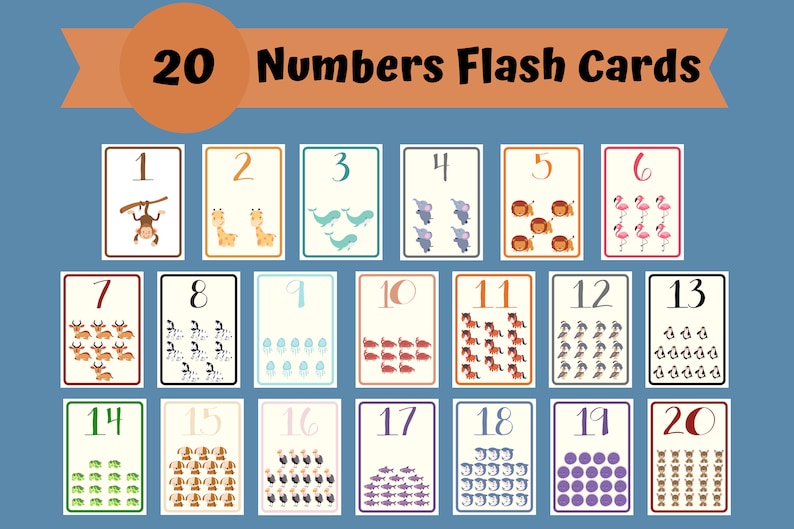 Numbers Flash Cards, Preschool Counting Flash Cards, Count and Clip ...