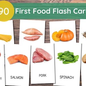 First Foods Flash Cards, Real Pictures, 92 Montessori Cards, Toddler ...