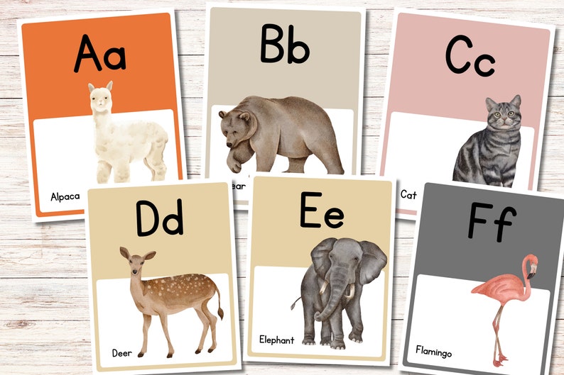 Classroom Alphabet Posters Animal Alphabet Boho Rainbow - Etsy