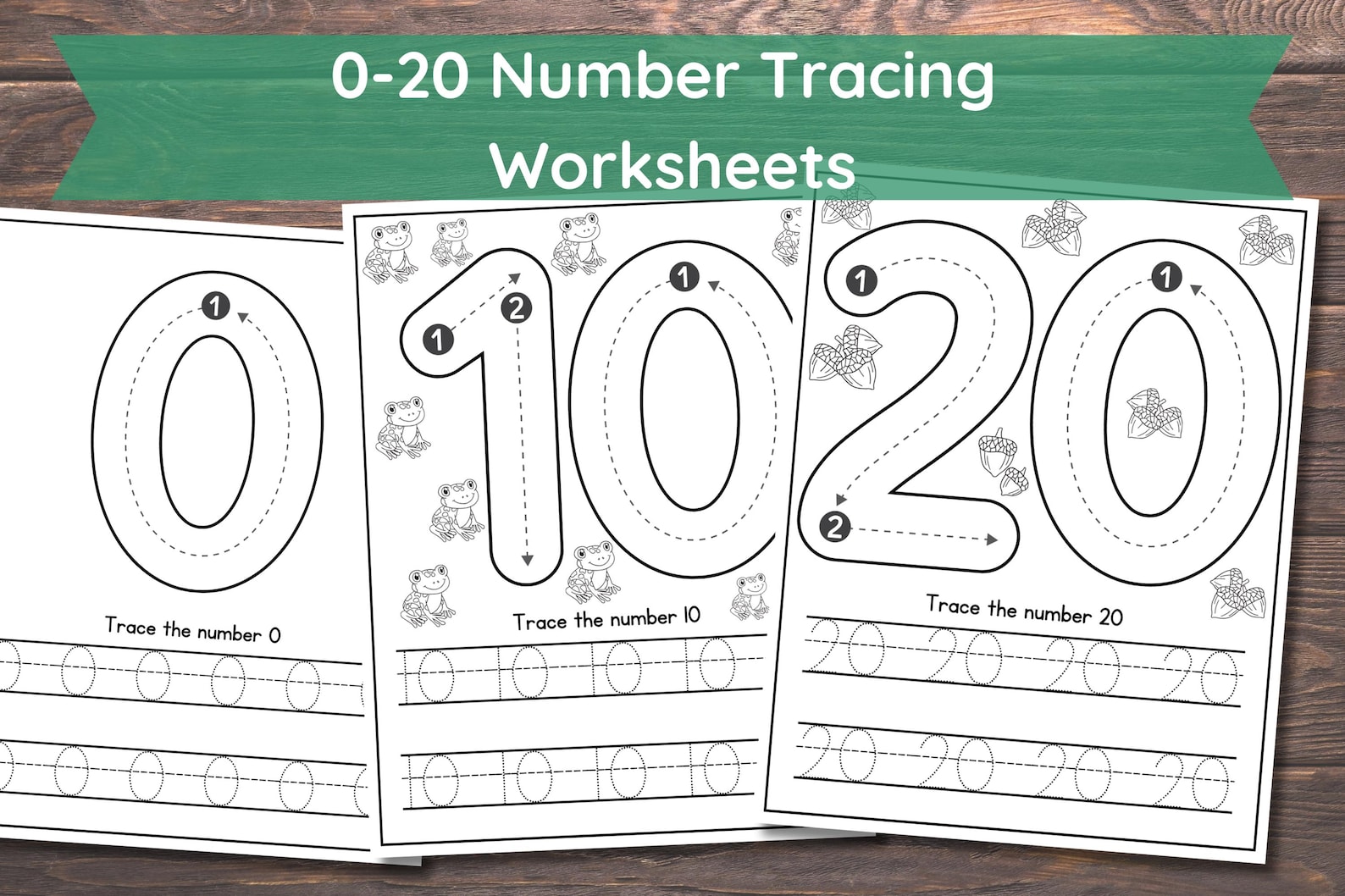 20 Number Tracing Worksheets, Traceable Numbers, Preschool Worksheets ...