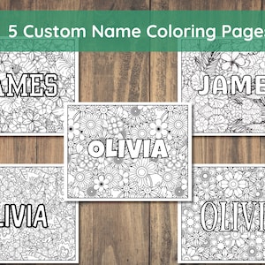 Printable Custom Name Coloring Pages for Adults and Kids, 5 Pages, 8 ...