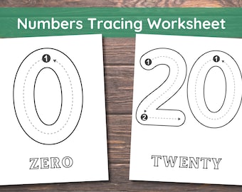 Printable Numbers Tracing Pages 0 to 20 Handwriting Practice - Etsy