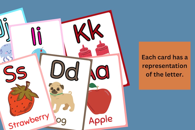 26 ABC Flash Cards, Educational Cards, A-Z Cards, Learn Abcs, Alphabet ...