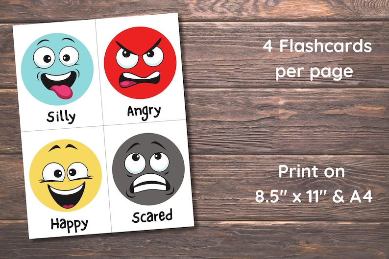 Emotion Face Flashcards, Emotion Preschool Printables, Social Emotional ...
