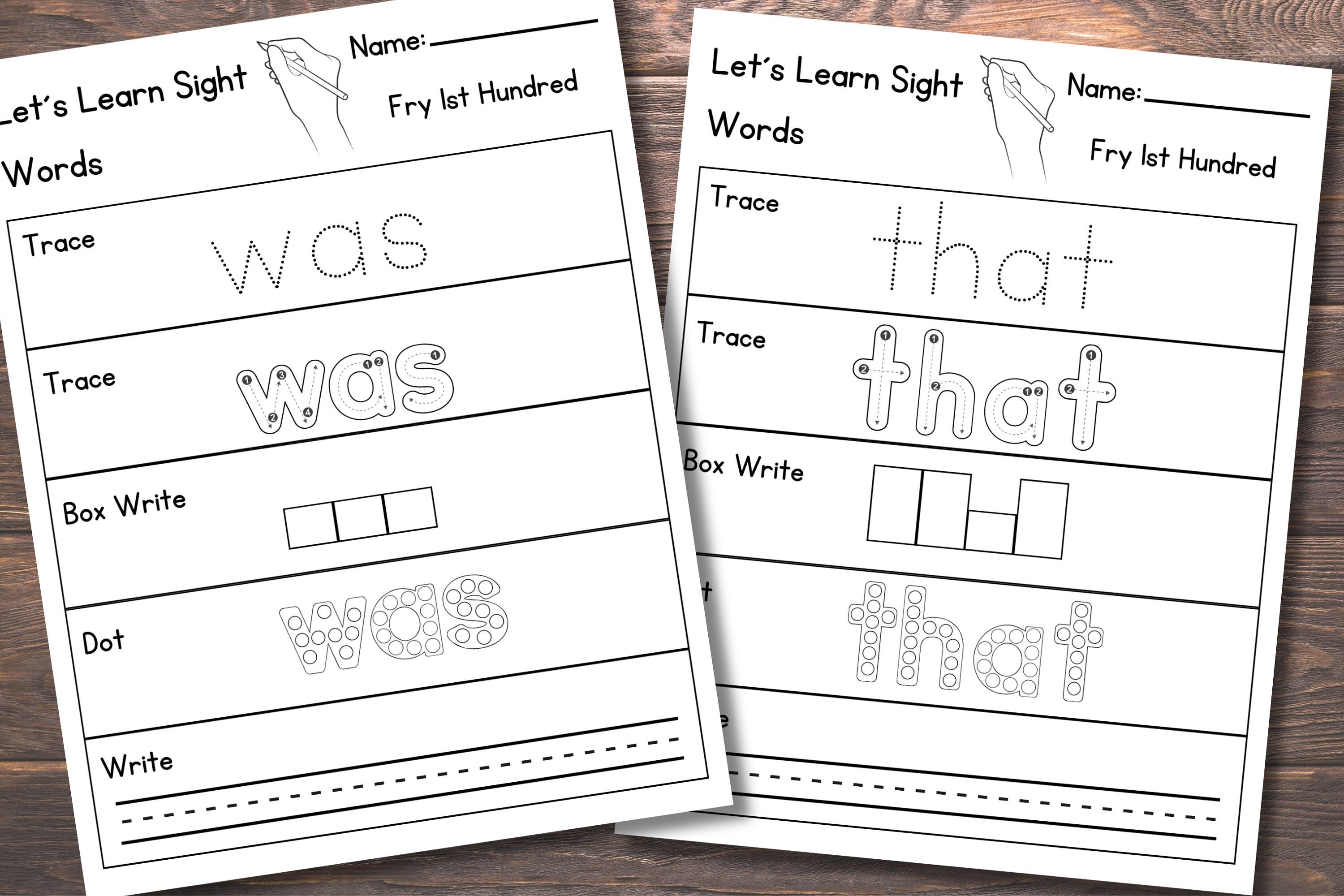 100 Printable Let's Learn Fry 1st Hundred Sight Words - Etsy