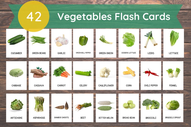 42 Vegetables Cards Vegetables Flashcards Montessori - Etsy