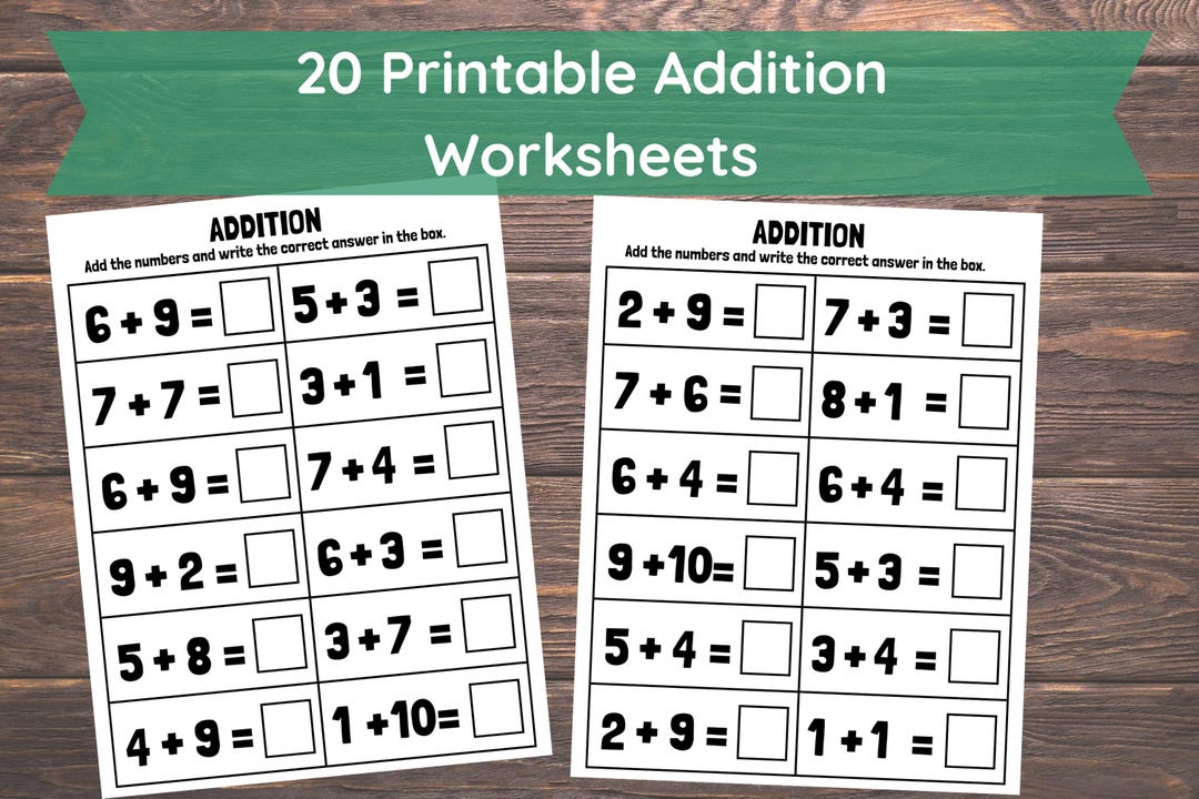 20 Printable Additition Fill in the Blanks Worksheets for Kindergarten-1st Grade-2nd Grade Math ...