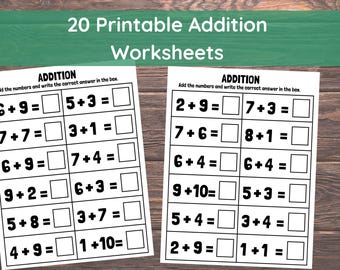 10 Printable Additition Fill in the Blanks Worksheets (numbers 1-20 ...