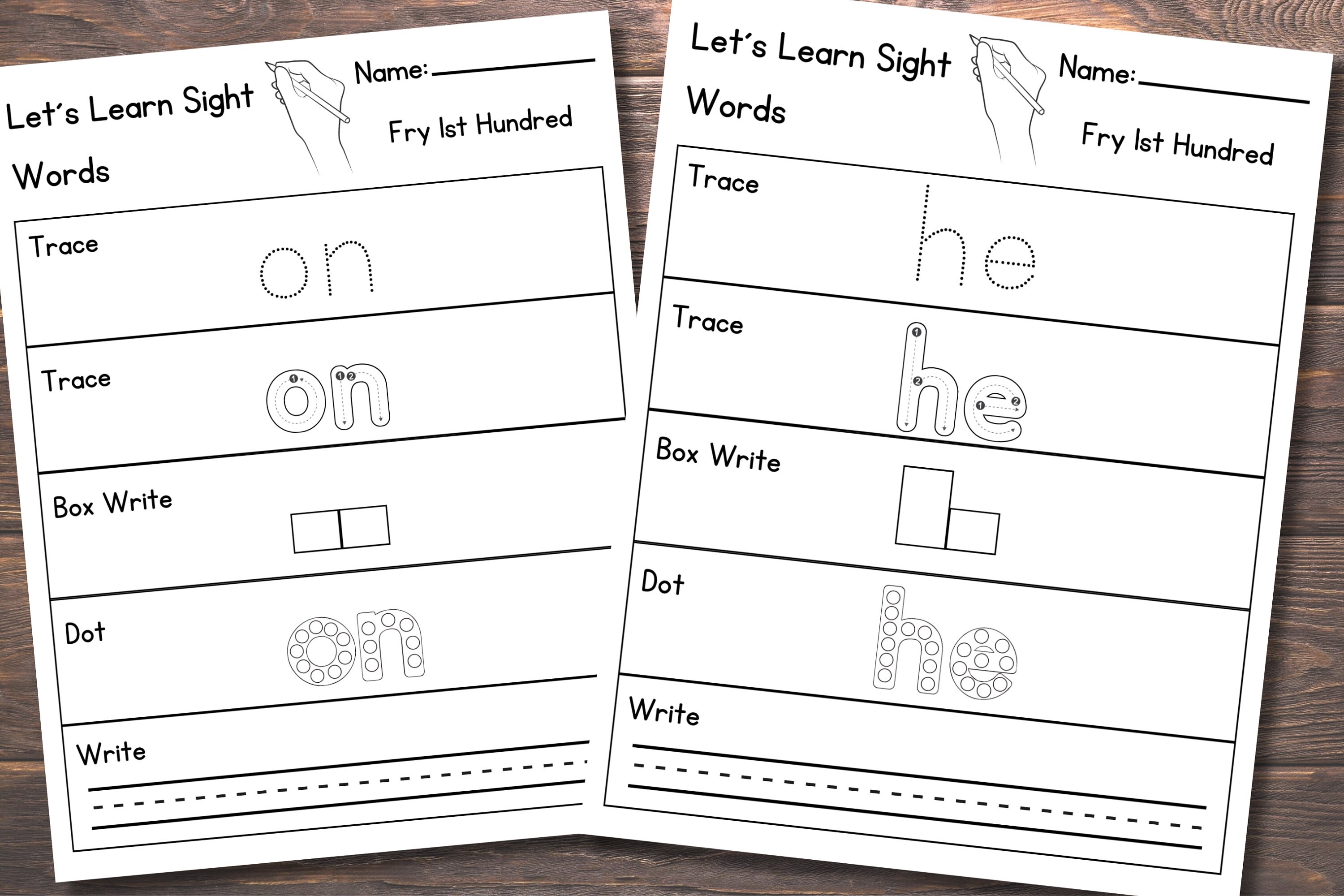 100 Printable Let's Learn Fry 1st Hundred Sight Words - Etsy