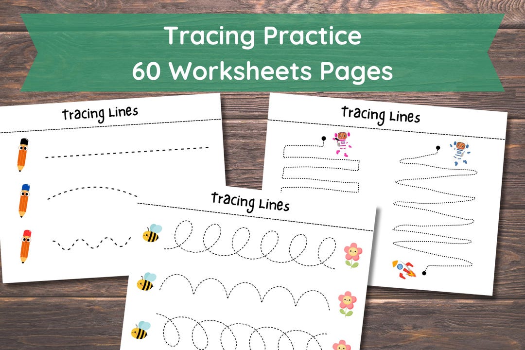 Tracing Practice, Pre-writing Worksheets, Line Tracing, Toddler ...