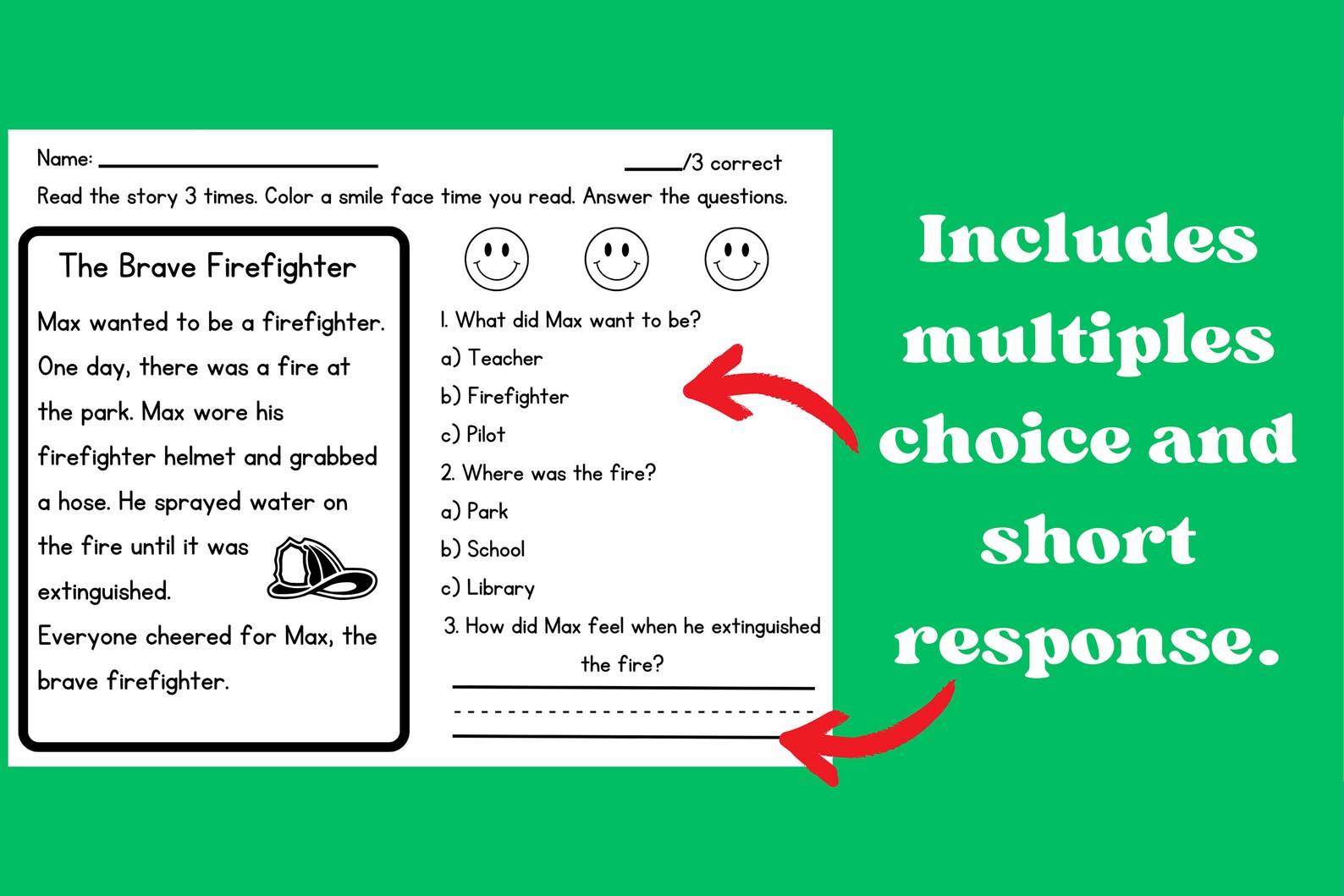 First Grade Reading Comprehension Worksheets Decodable Stories With ...