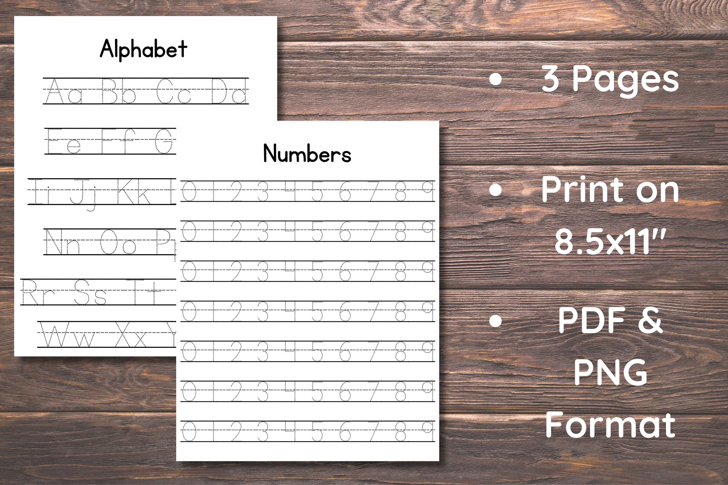 Alphabet & Number Tracing Sheet / ABC Tracing / Handwriting Practice ...