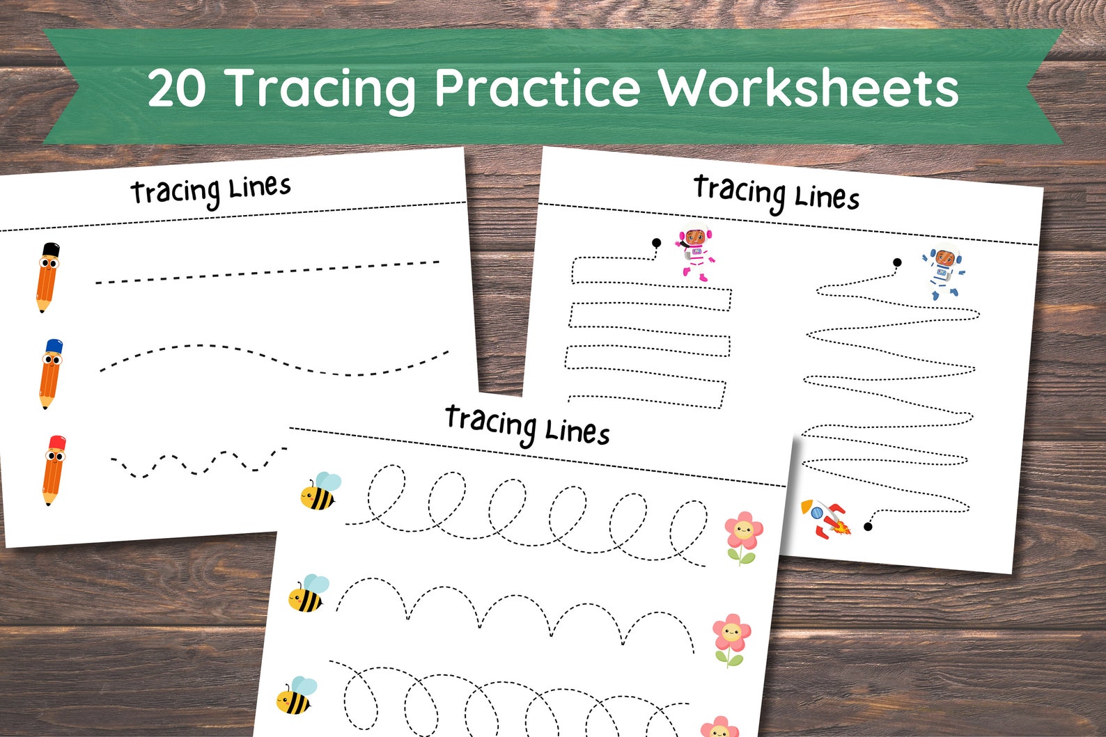 Tracing Practice, Pre-writing Worksheets, Line Tracing, Toddler ...